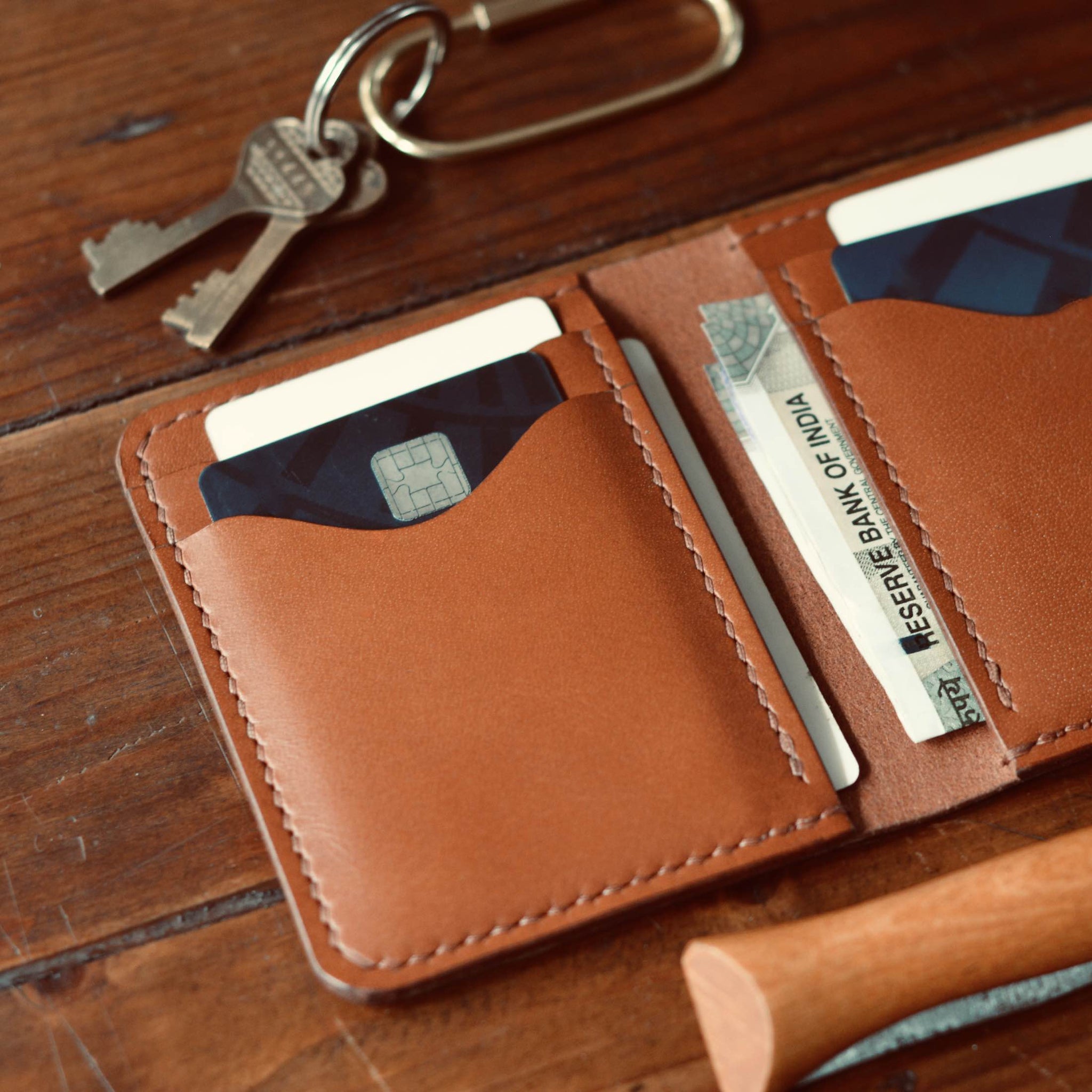 Minimalist Leather Card Wallet - Handmade with Full Grain Leather ...