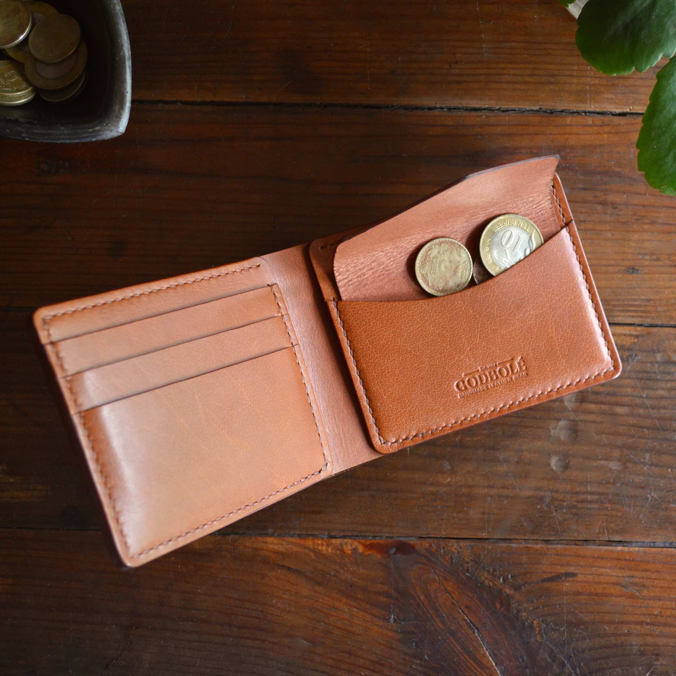 Coin Pocket Wallet in Veg Tan Leather | Handmade Luxury – Godbole Gear